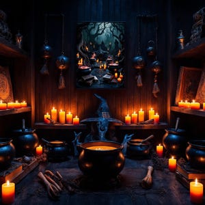 Witch’s Enchanted Lair - Mystical Halloween Wall Art | Dark Fantasy ...