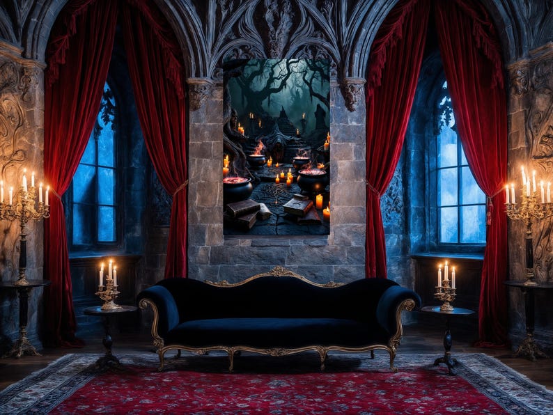 Witchs Enchanted Lair Mystical Halloween Wall Art Dark Fantasy Decor ...