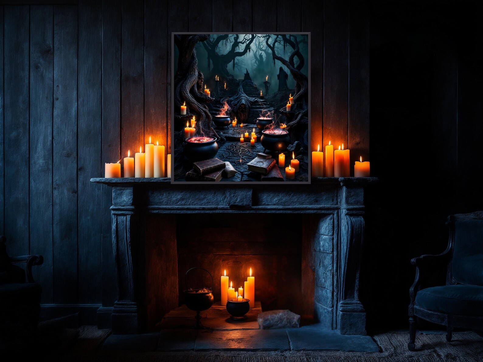 Witch’s Enchanted Lair - Mystical Halloween Wall Art | Dark Fantasy ...