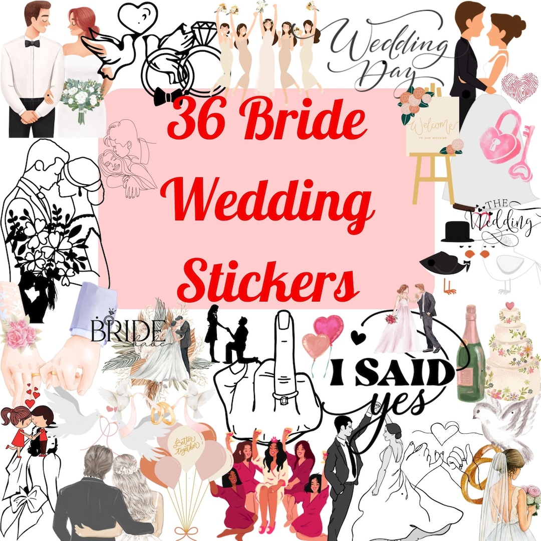 Wedding and Bride Stickers Wedding Sticker Bride Sticker 36 Printable ...