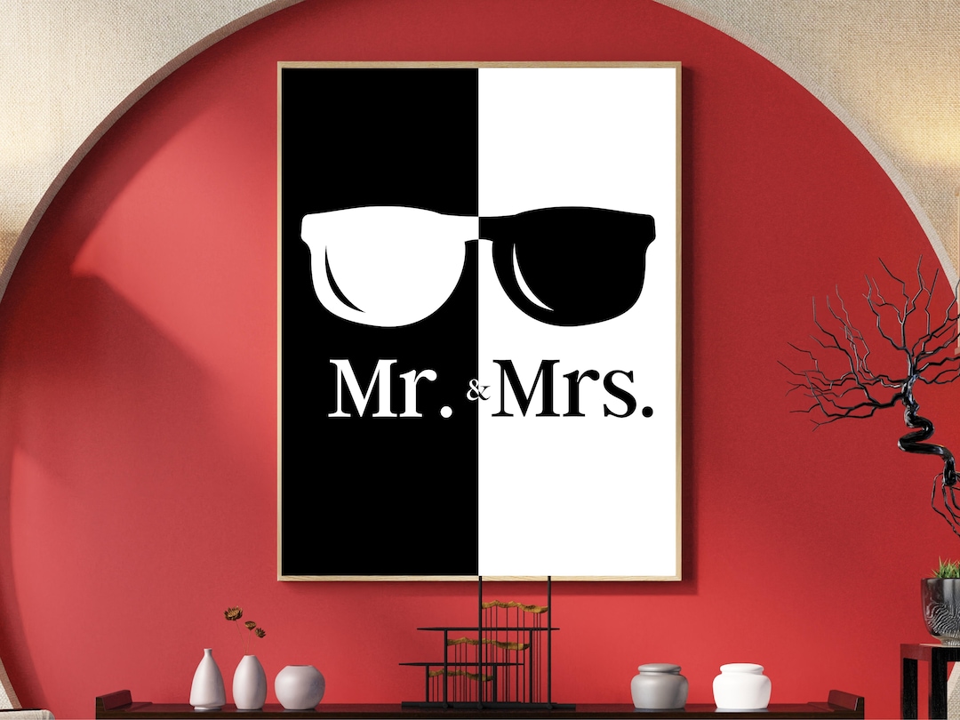 Mr. and Mrs. Printable Art, Black and White Wall Art, His and Hers Art ...