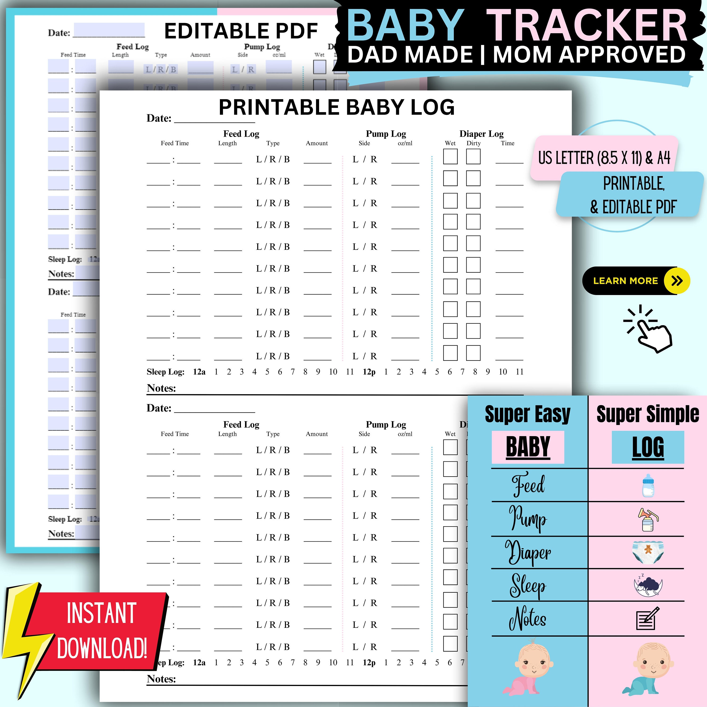 Printable Baby Log, Digital Baby Tracker, Newborn Log, Baby Log, Baby ...