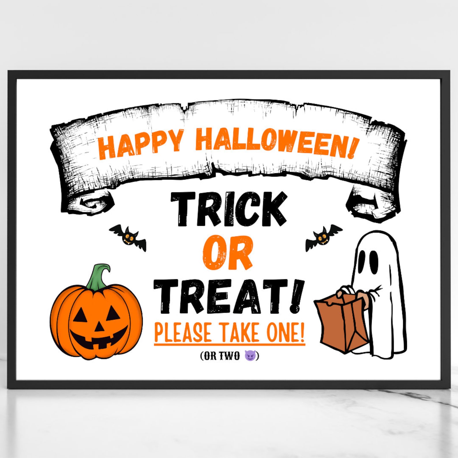 Trick or Treat Sign, Printable Halloween Sign, Halloween Candy Sign ...