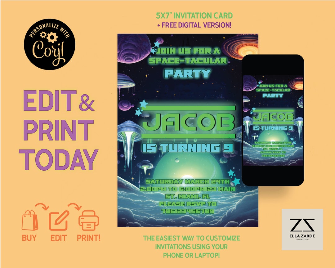 Editable Space Tacular Celebration: Outer Space Invitation - Etsy