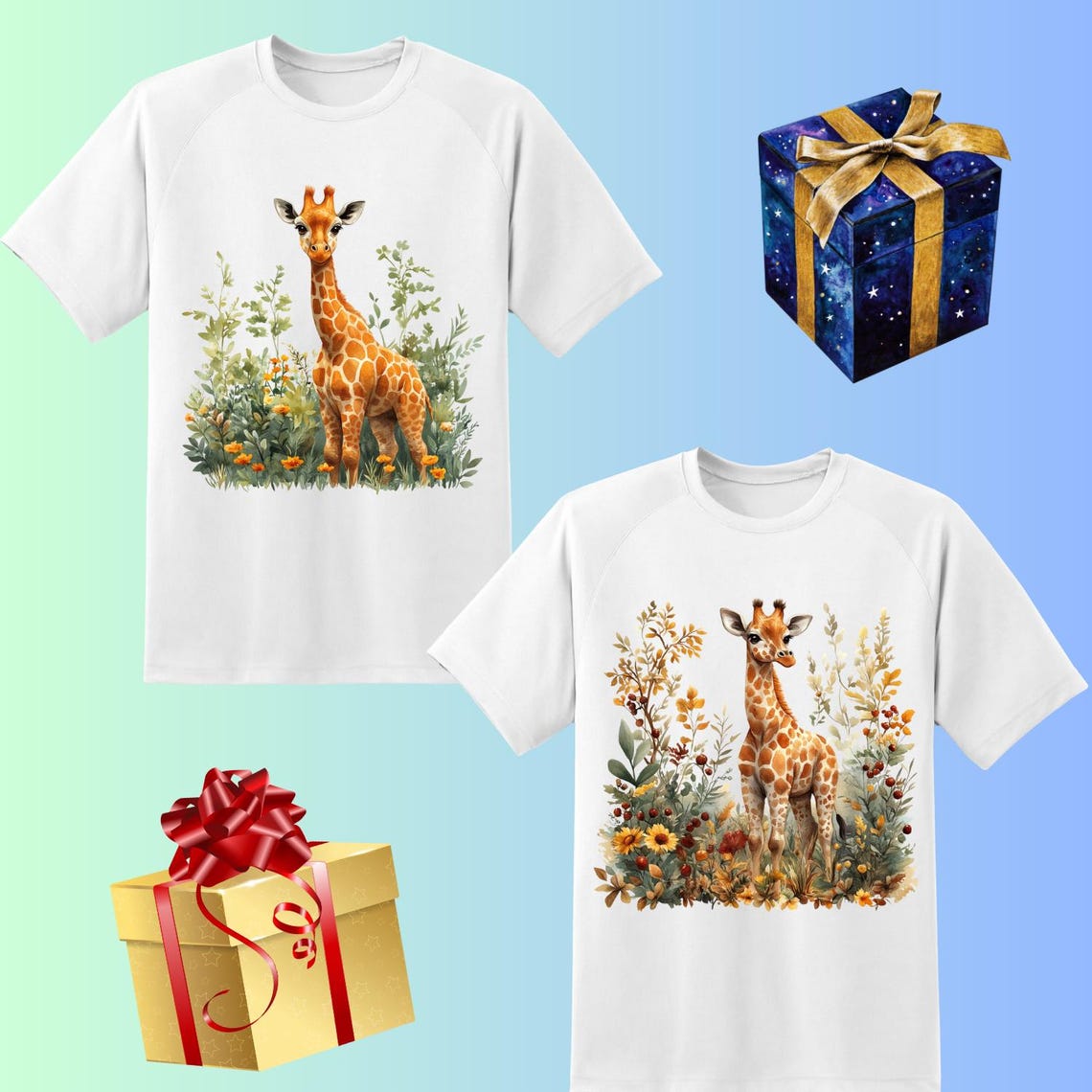 Watercolor Giraffe Clipart: Forest Animal PNG Images (digital Download ...