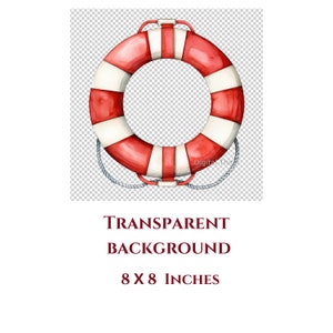 Watercolor Boat on the Sea Clipart, Anchor, Life Jacket-life Buoy Ring ...