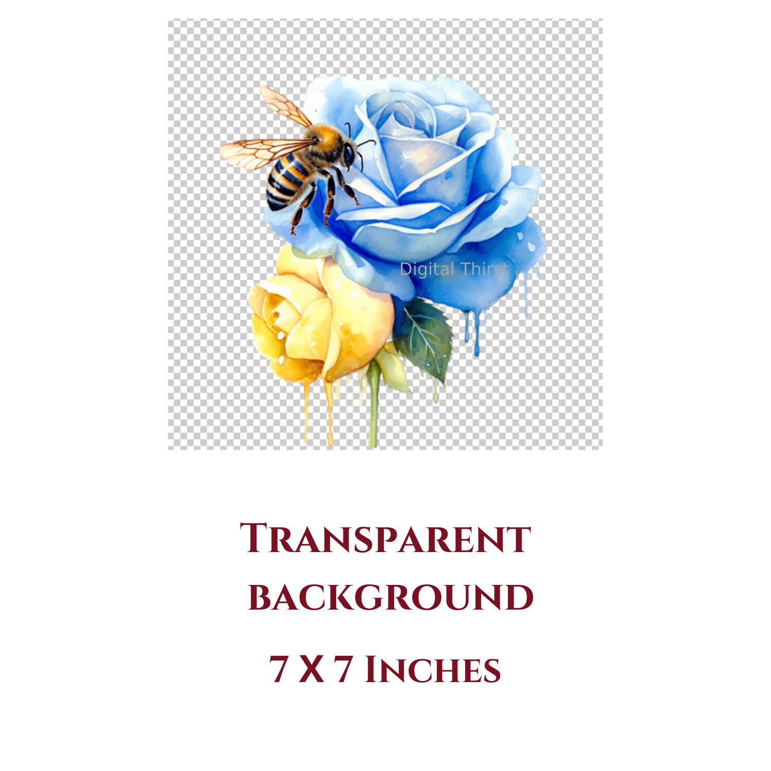 Watercolor Honey Bee Clipart Bees With Flowers & Roses - Etsy