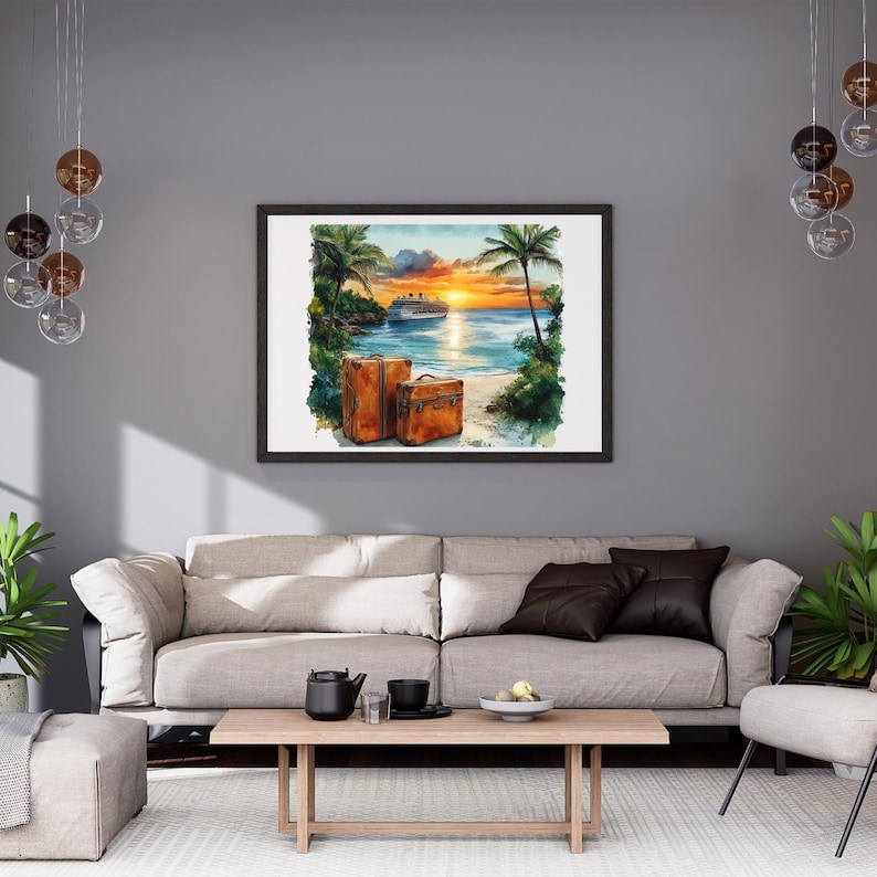 Watercolor Cruise Ship Clipart: Summer Beach Island PNG (digital ...