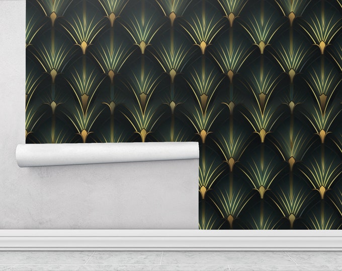 Art Deco Catsby metallic Silver, Cream & Gold Wallpaper - Etsy