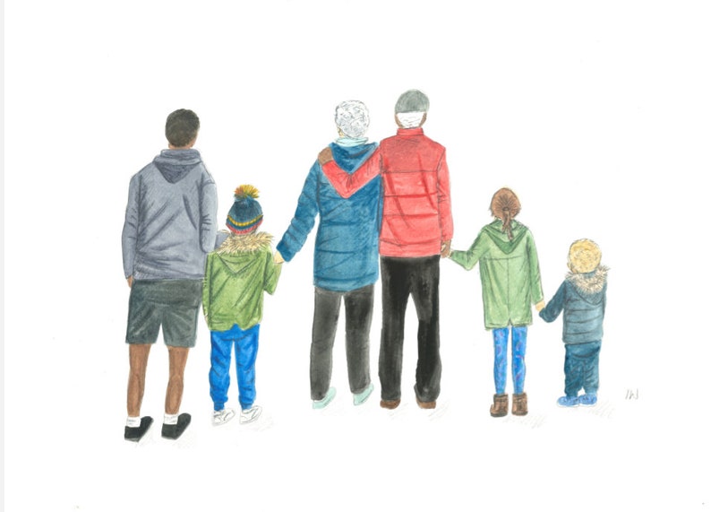 Extended Family Portrait Hand Drawn, From Your Photo, Painted to ...