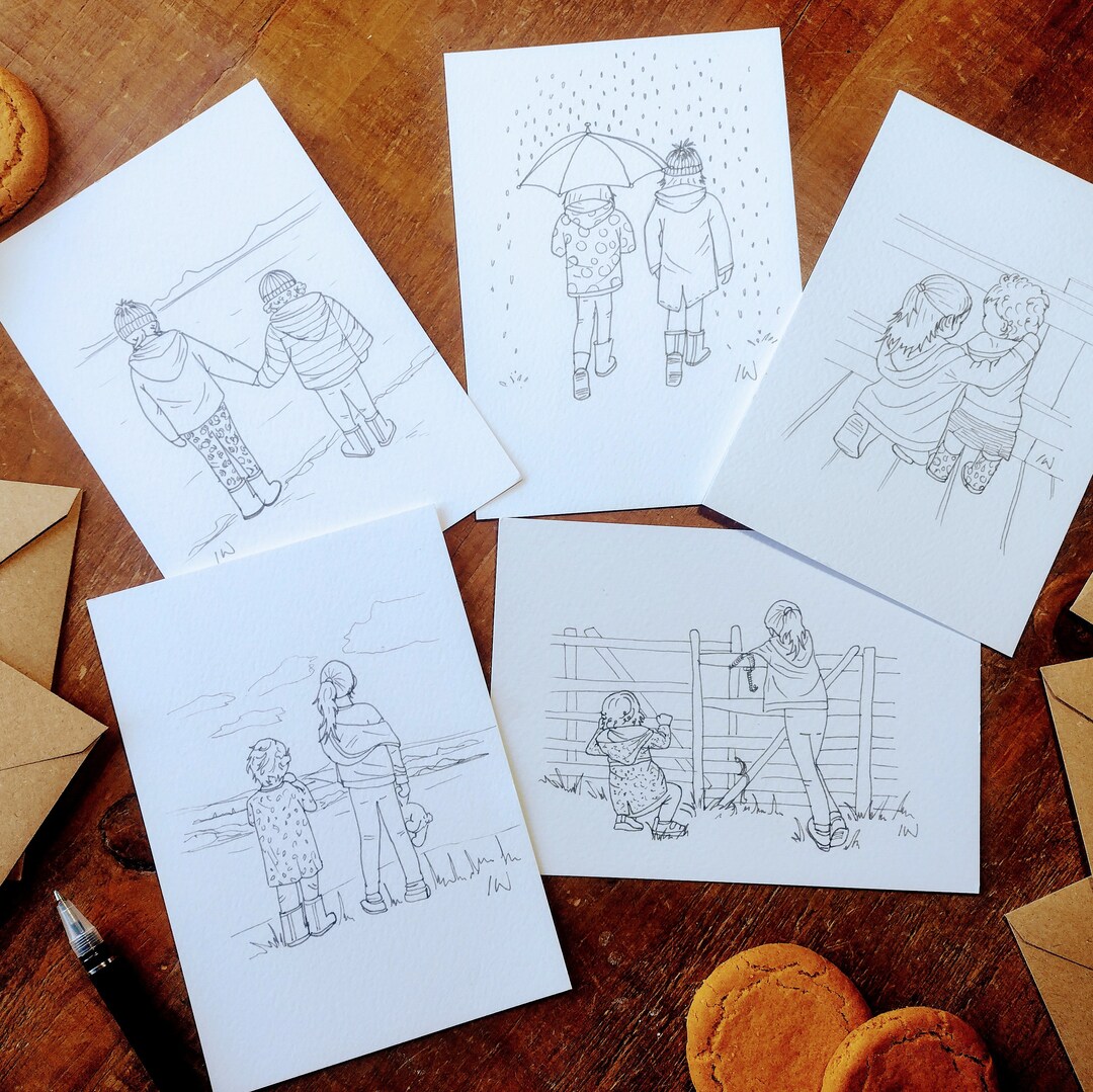 Children's Adventure Postcards: Hand-drawn Illustration Prints, Set of ...