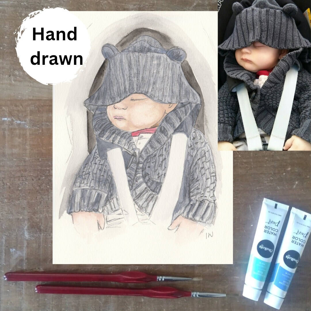 Newborn Baby Bespoke Portrait by Professional Artist & Illustrator ...