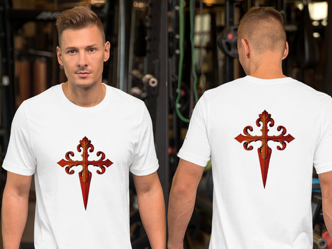 Crusader Tee With Saint James Cross on Front and Back, Christian ...