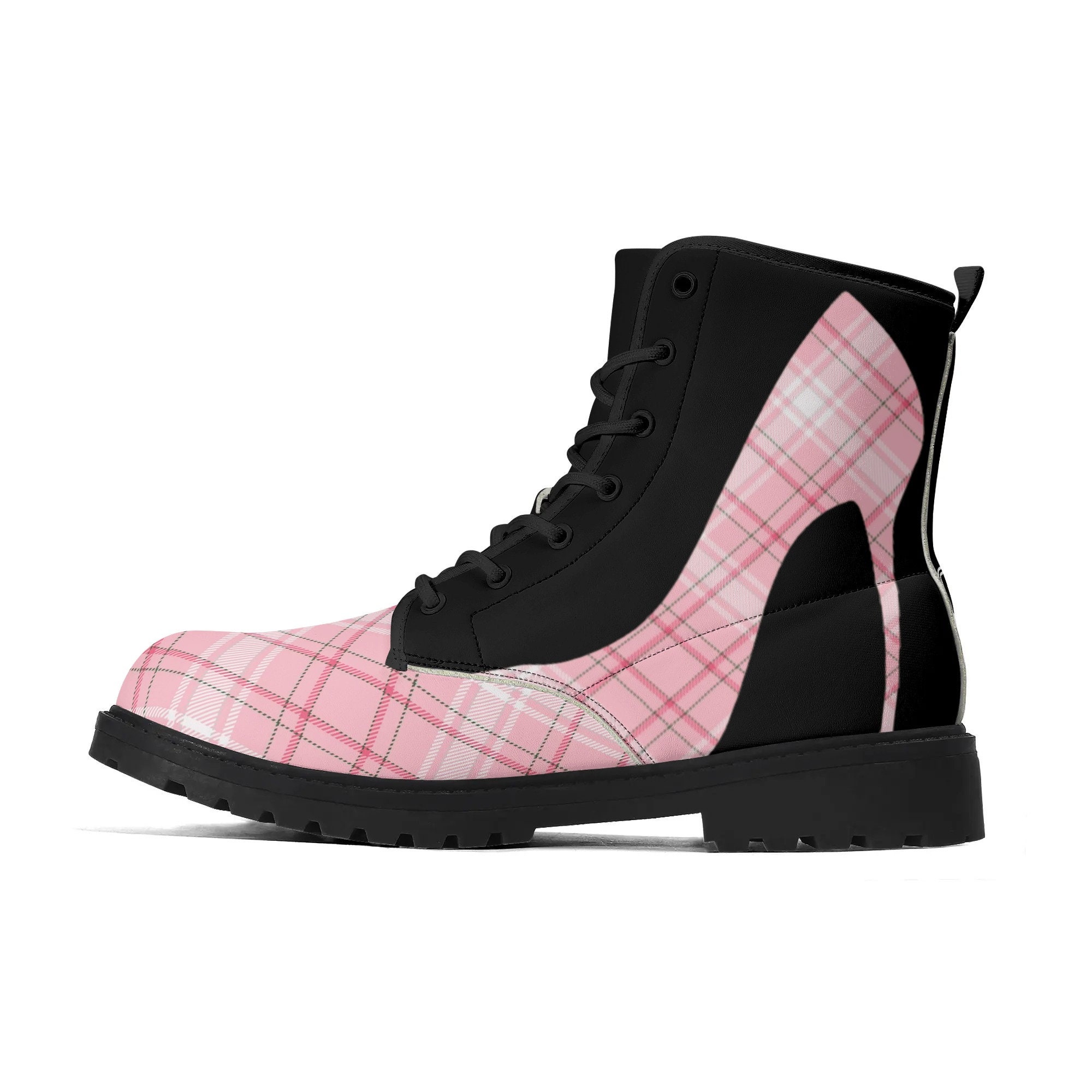 Pink Plaid Stiletto Style Women's Boots - Etsy