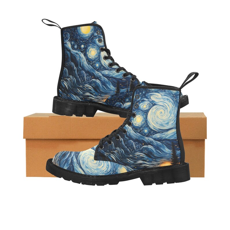 Starry Night Womens Marten Style Combat Boots IJ - Etsy