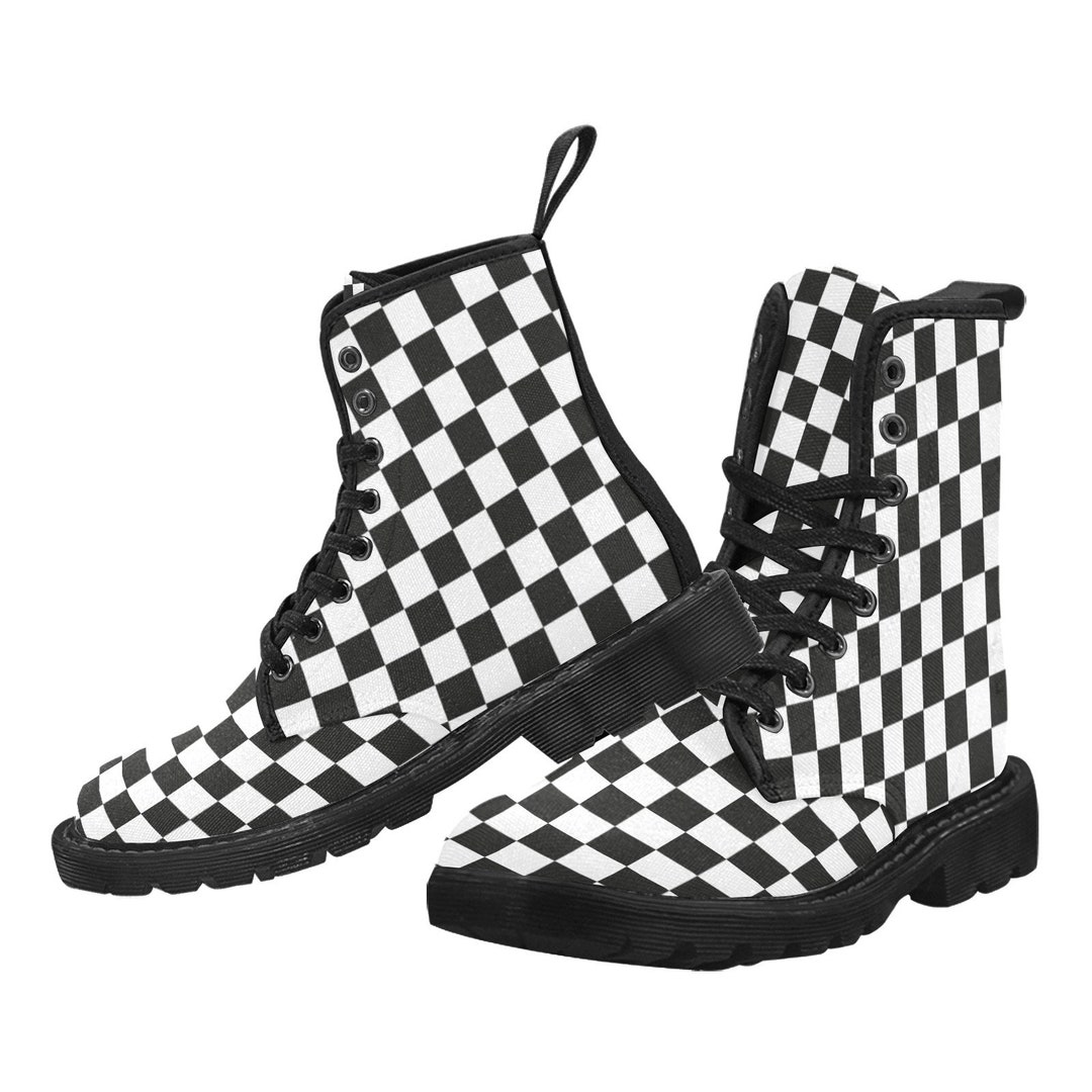 Checkerboard Womens Marten Style Combat Boots - Etsy