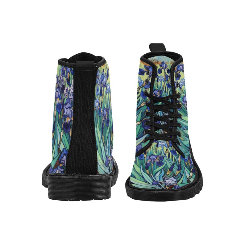 Van Gogh Iris Womens Marten Style Combat Boots Ij Etsy