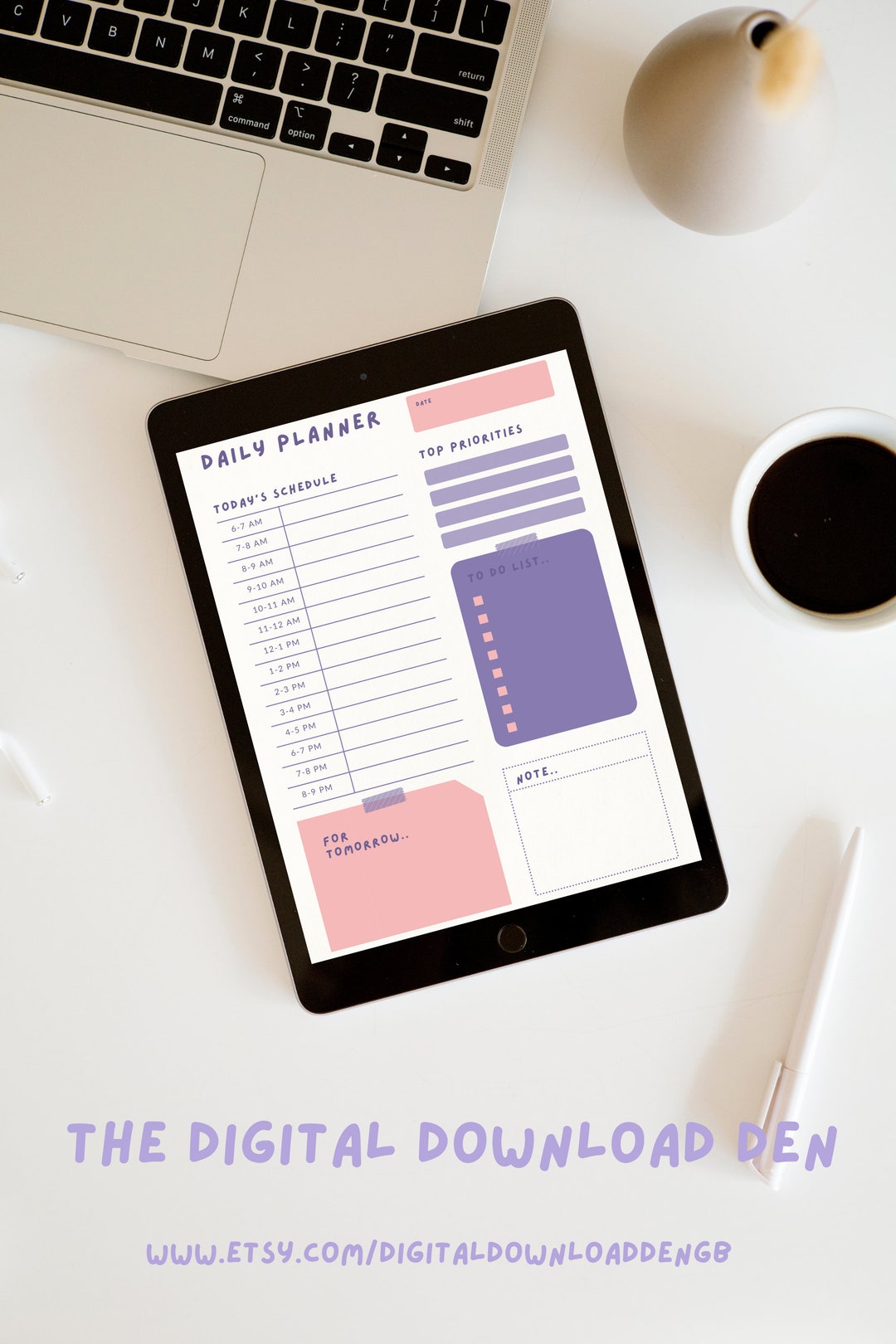 Digital Daily Planner, Printable Planner, Daily Planner Download ...