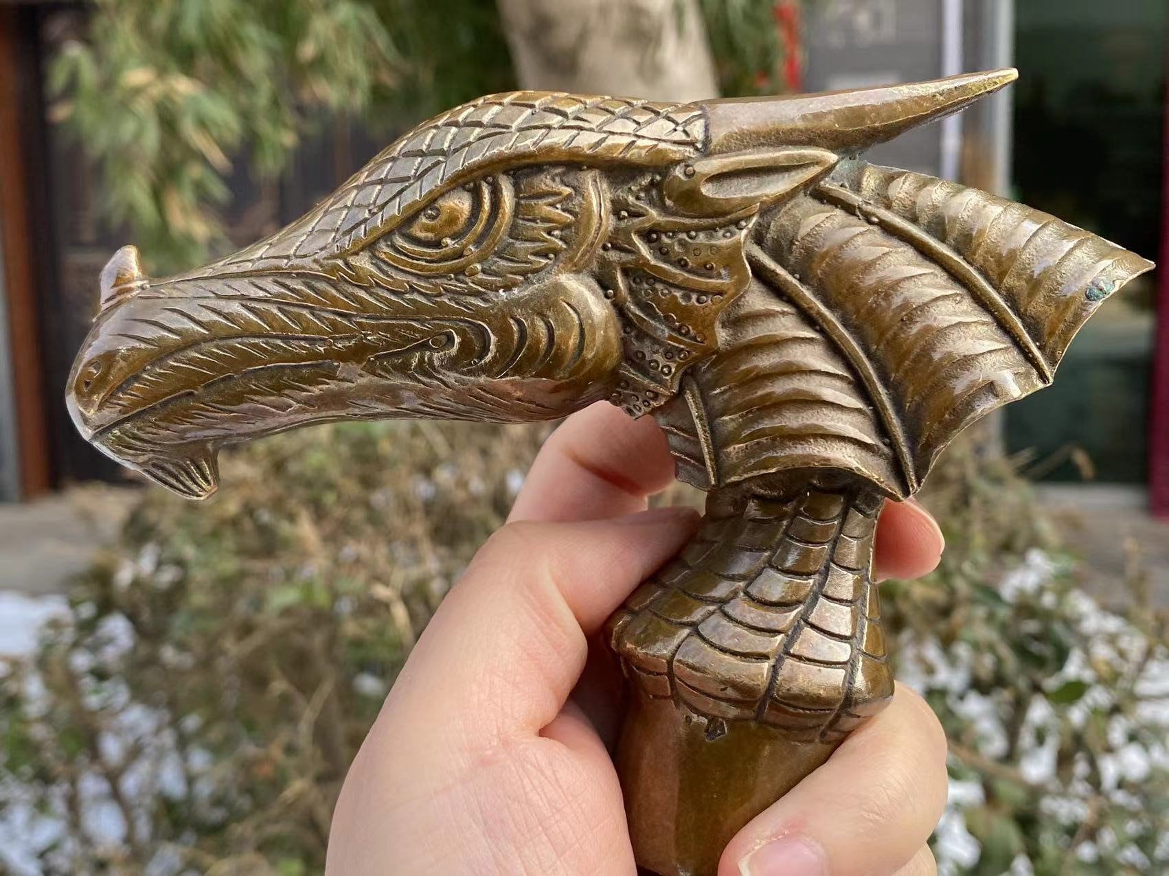 Vintage Copper Dragon Head Cane Walking Stick,fengshui Brass Hand ...