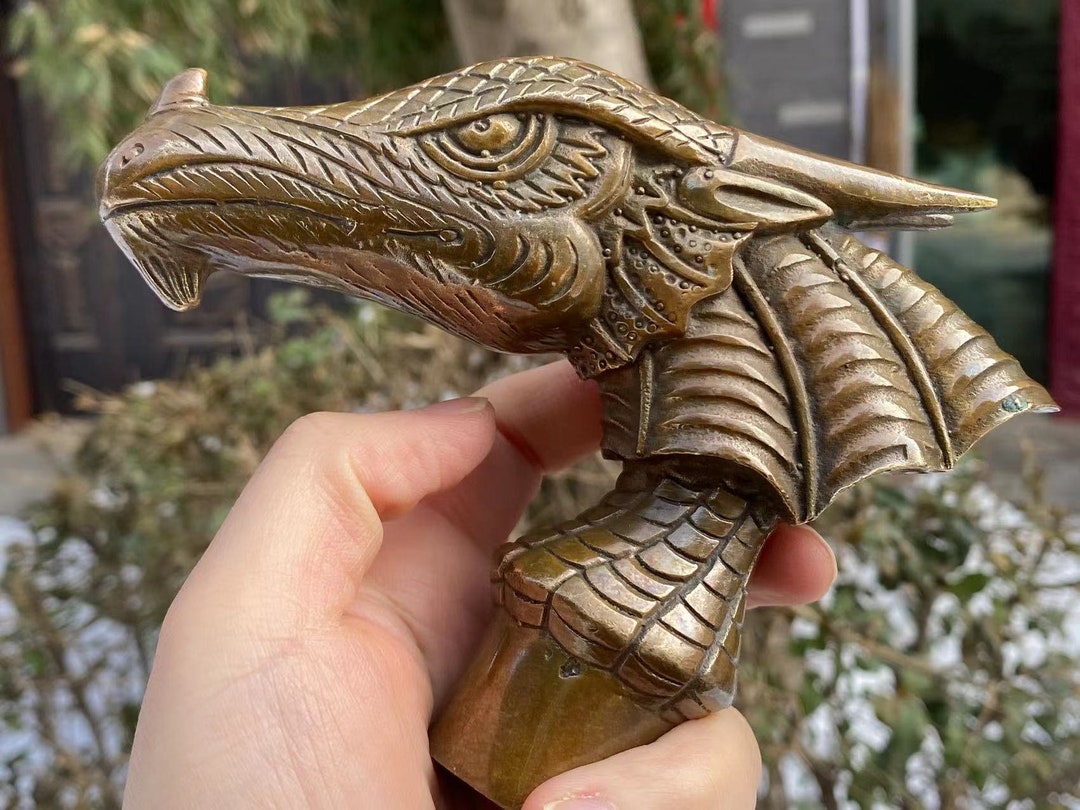 Vintage Copper Dragon Head Cane Walking Stick,fengshui Brass Hand ...