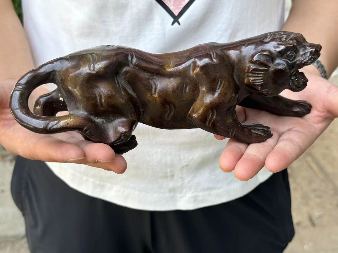 Vintage Copper Tiger Statue Fortune Zodiac Tiger Fengshui Figure ...