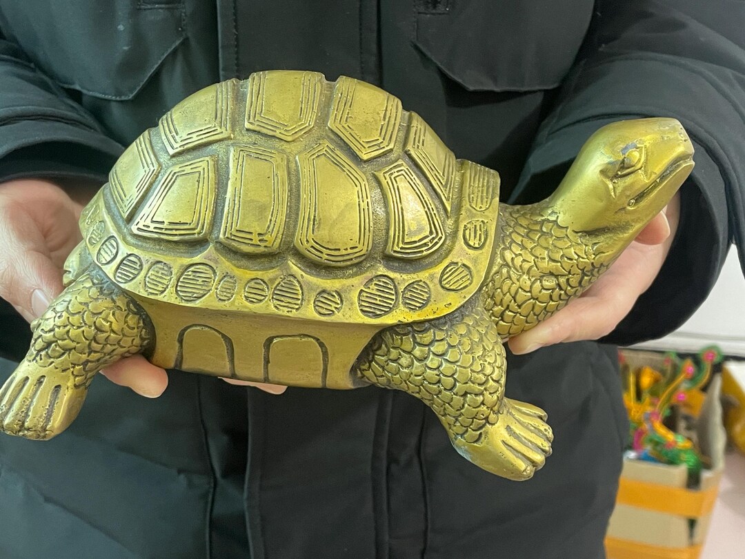 Big Vintage Brass Turtle Statue,fortune Lucky Figures for Home Retro ...