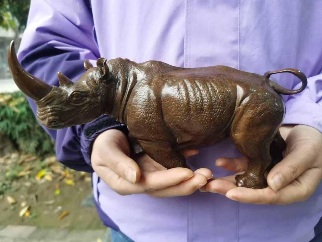Copper Rhino Toys Model Figure Kids, Copper Animal Rhinoceros Figurine ...