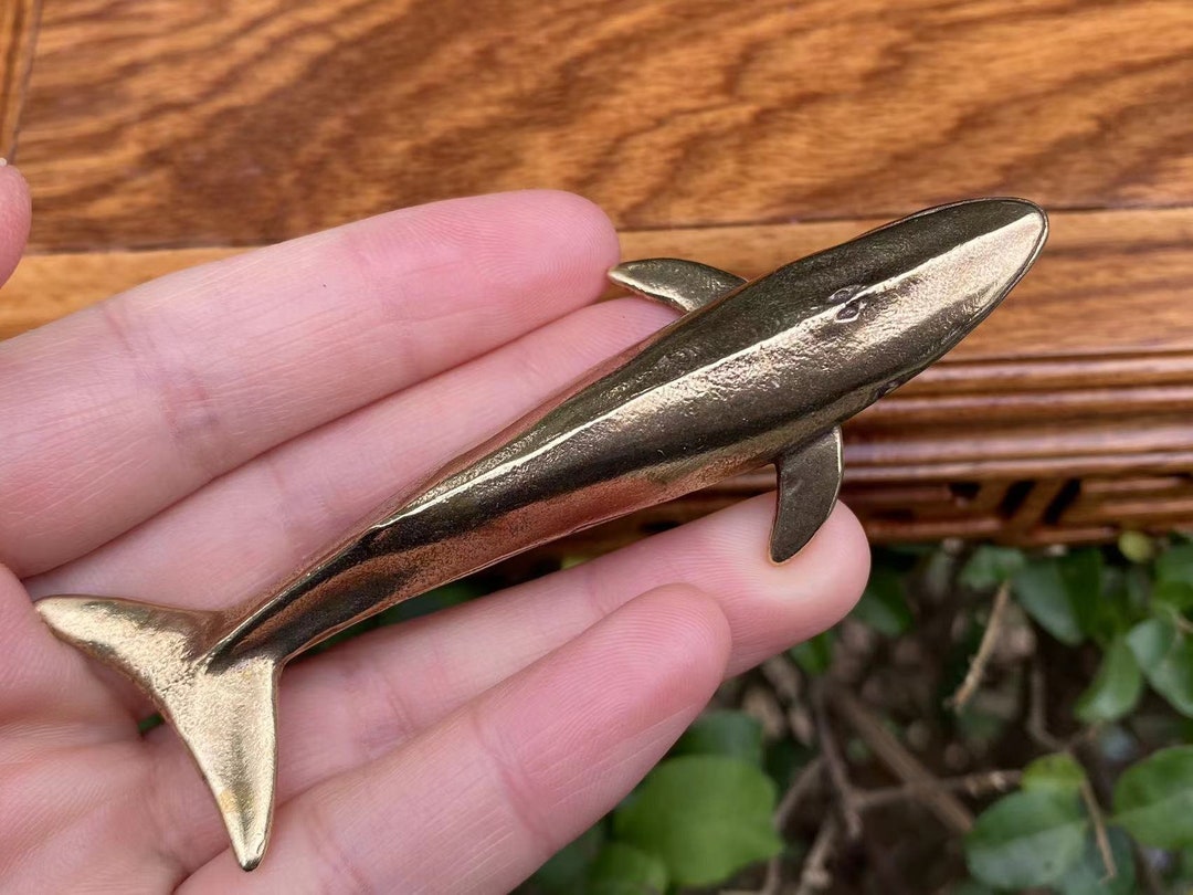Copper Whale Statue Tank Decor Tea Pet Collectible Feng Shui Ornament ...