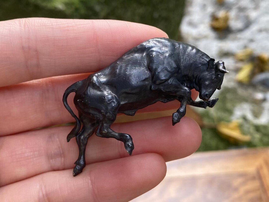 Copper Cattle Statue Tank Decor Tea Pet Brass Collectible Feng Shui ...
