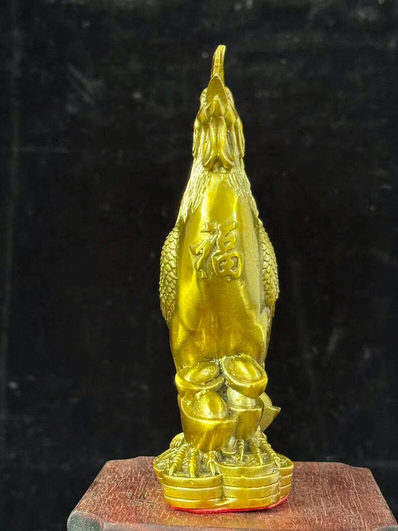 Copper Lucky Standing Rooster Statue, Feng Shui Wealth Decorative Bird ...
