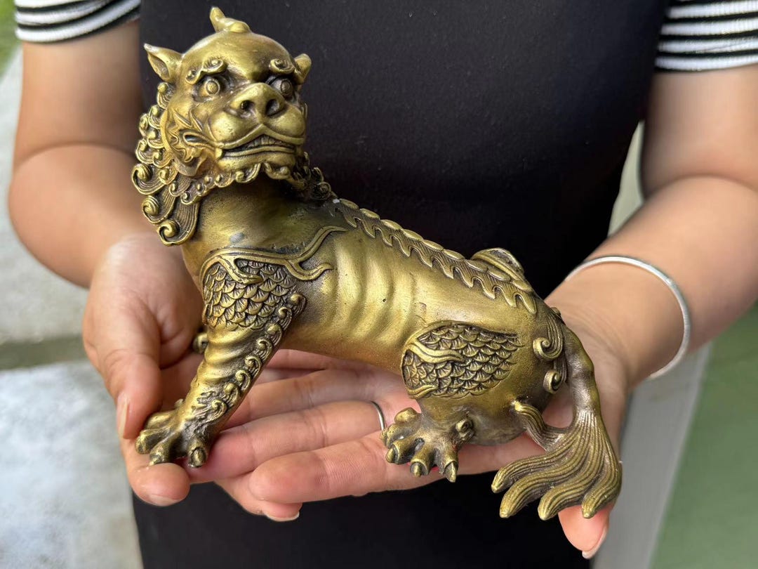 Vintage Copper Fengshui Animal Pixiu Pi Yao Beast Unicorn Wealth Statue ...