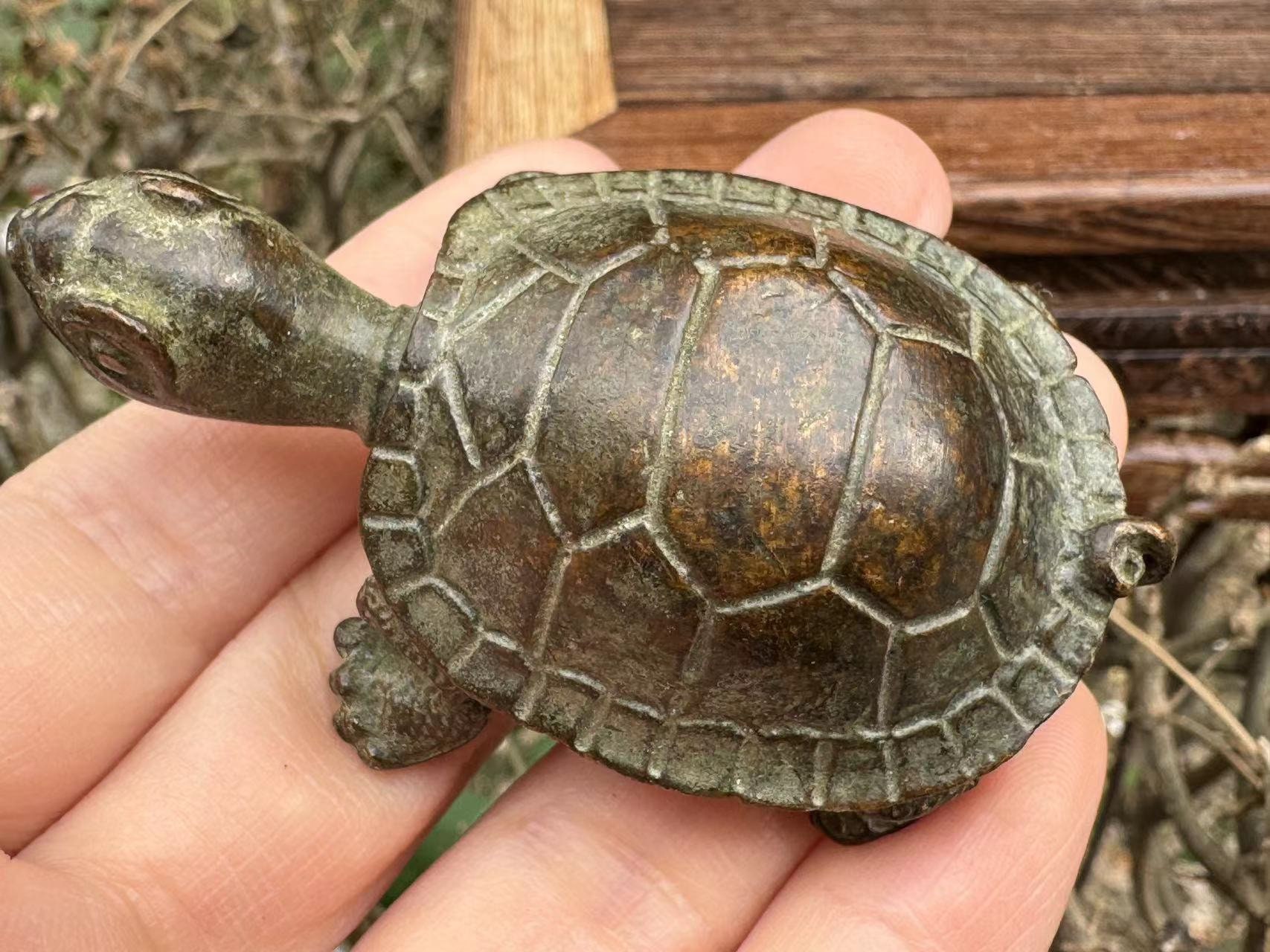 Copper Turtle Statue Tank Decor Tea Pet Collectible Feng Shui Ornaments ...