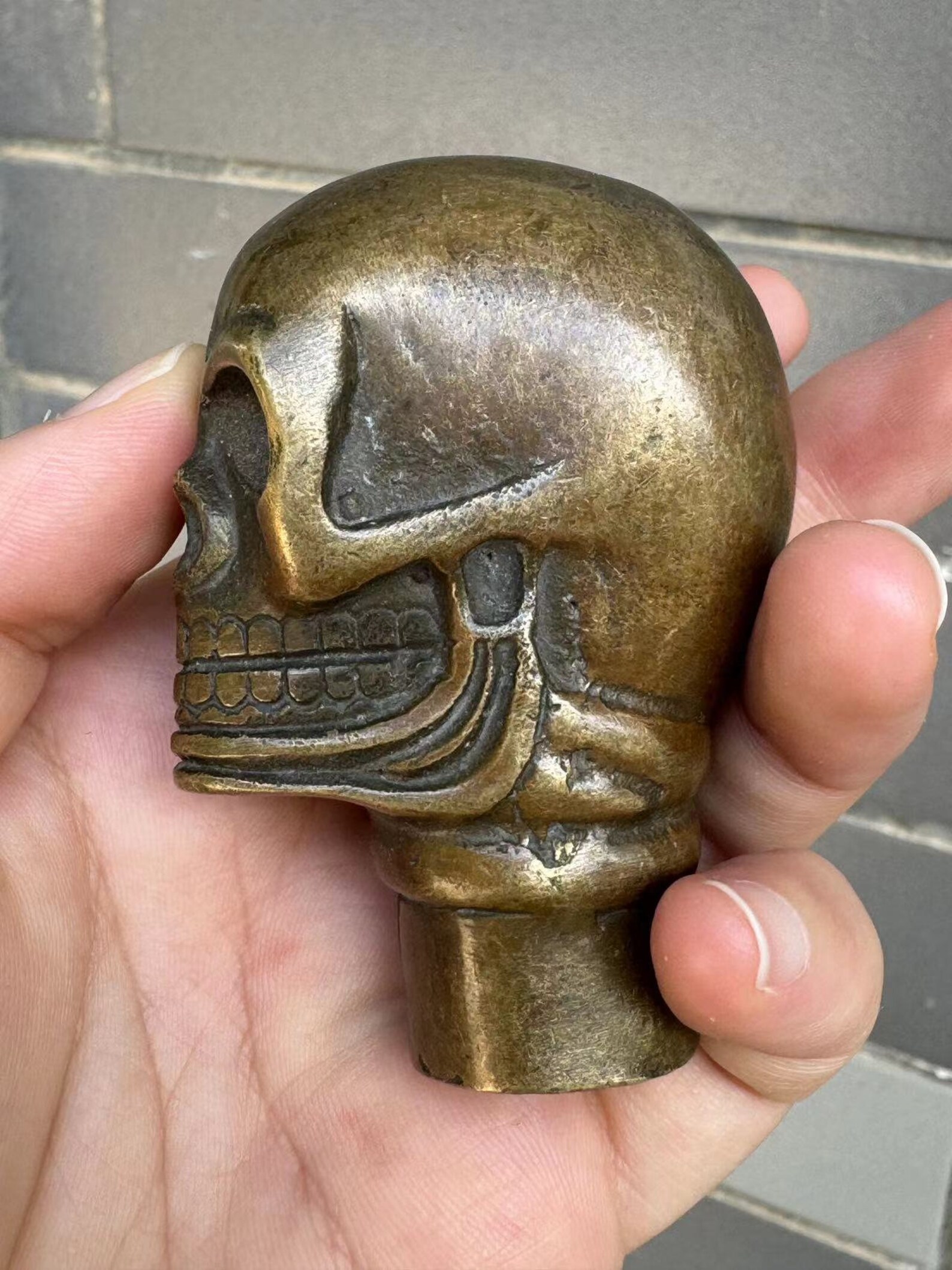 Copper Human Skull Head Handle Walking Cane Antiqued Style Solid Copper ...