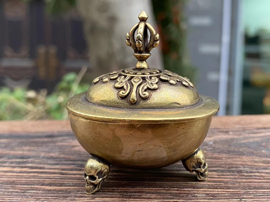 Tibet Buddhism Avalokiteshvara Buddha Gabala Kapala Bowl Cup Human ...