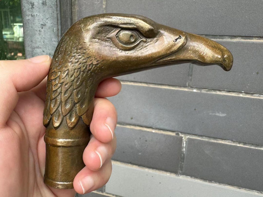 Vintage Copper Bird Head Cane Walking Stick,fengshui Hand Carved Crutch ...