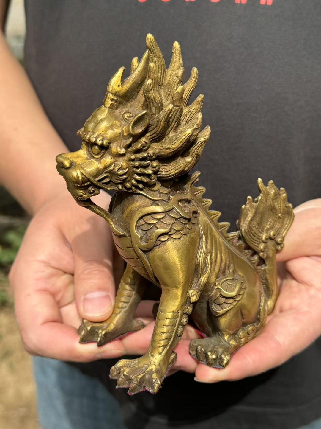 Copper Pixiu Statue Feng Shui Decor Kirin Pi Yao, Copper Kylin ,bronze ...
