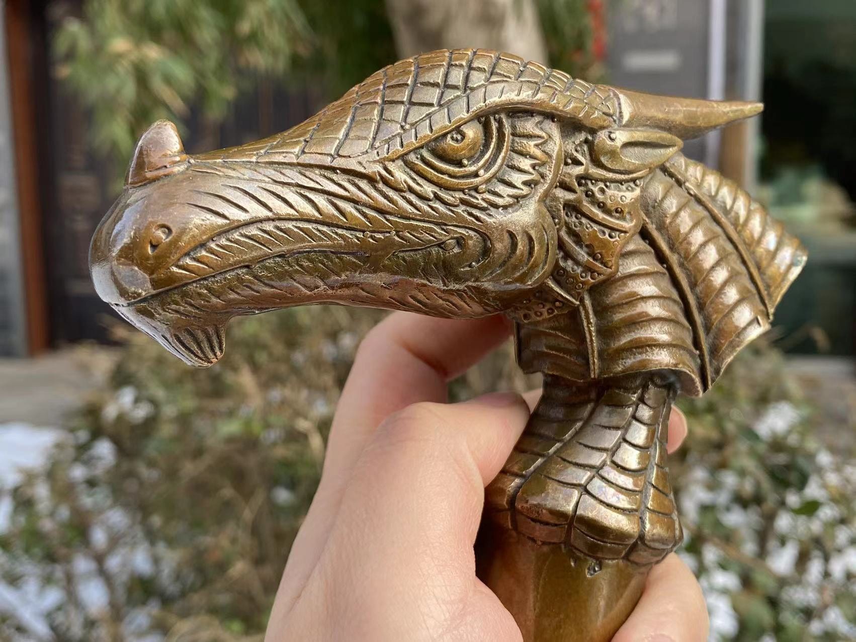 Vintage Copper Dragon Head Cane Walking Stick,fengshui Brass Hand ...