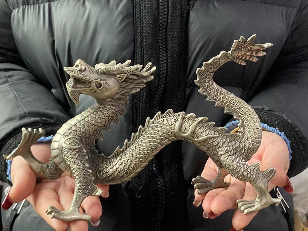 Copper Dragon Statue Vintage Chinese Fengshui Dragon Figurine 2024 Year ...