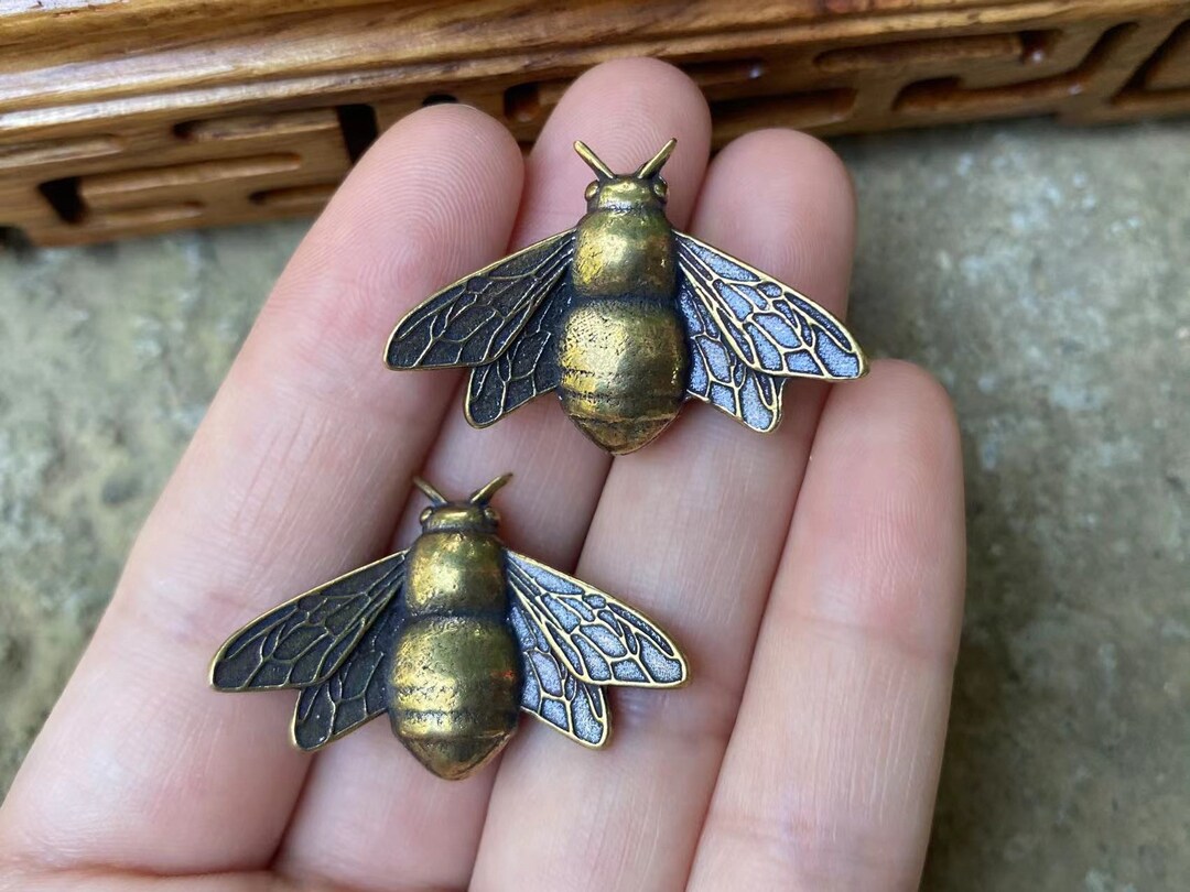 2 Pieces Solid Copper Bee Statue Tank Decor Brasstaurus Insect ...