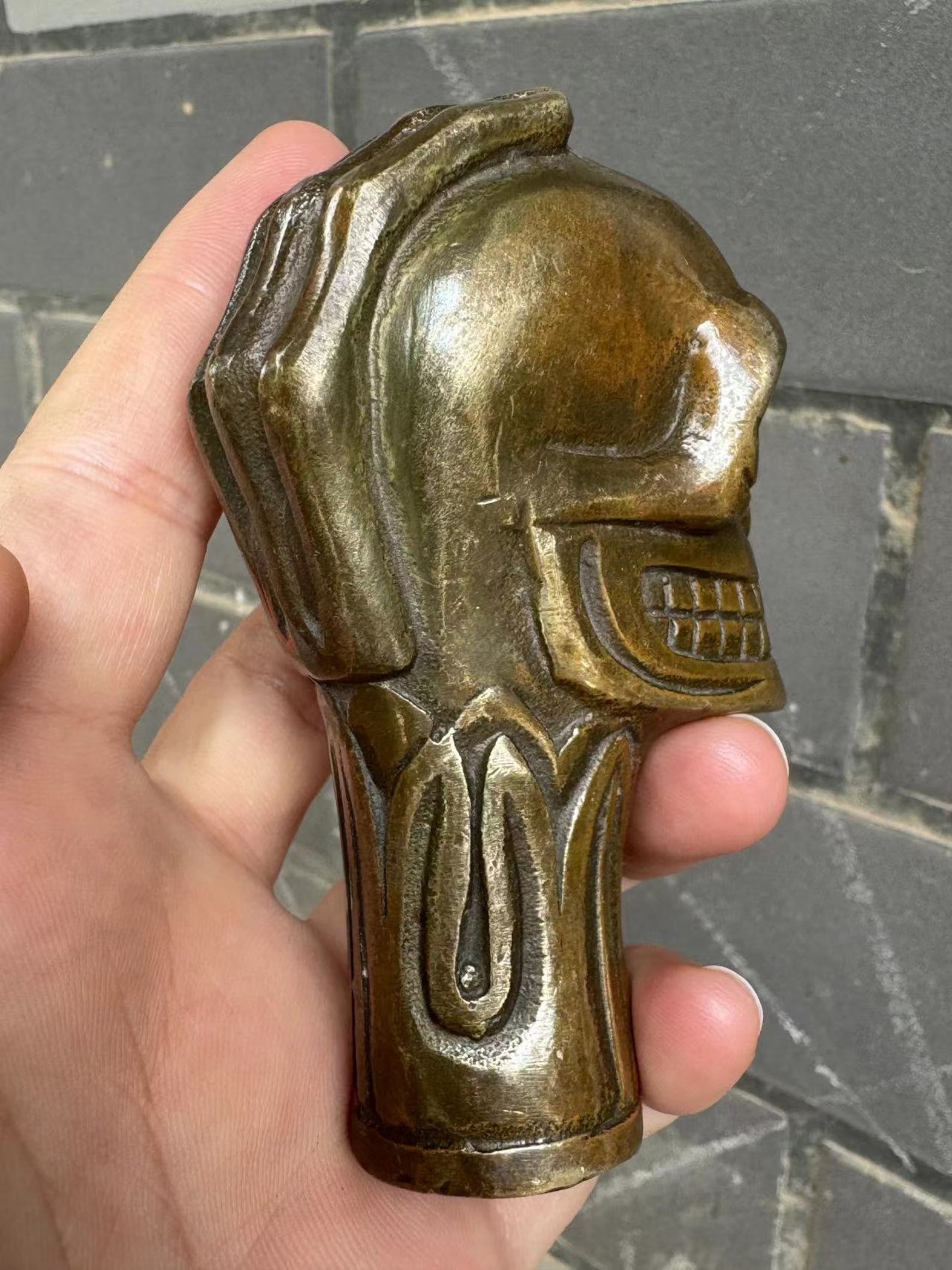 Vintage Copper Cane Walking Stick,fengshui Brass Hand Carved Crutch ...