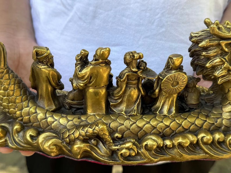 Copper Boat Sculpture Auspicious Beast Wealth Good Fortune Sailboat ...