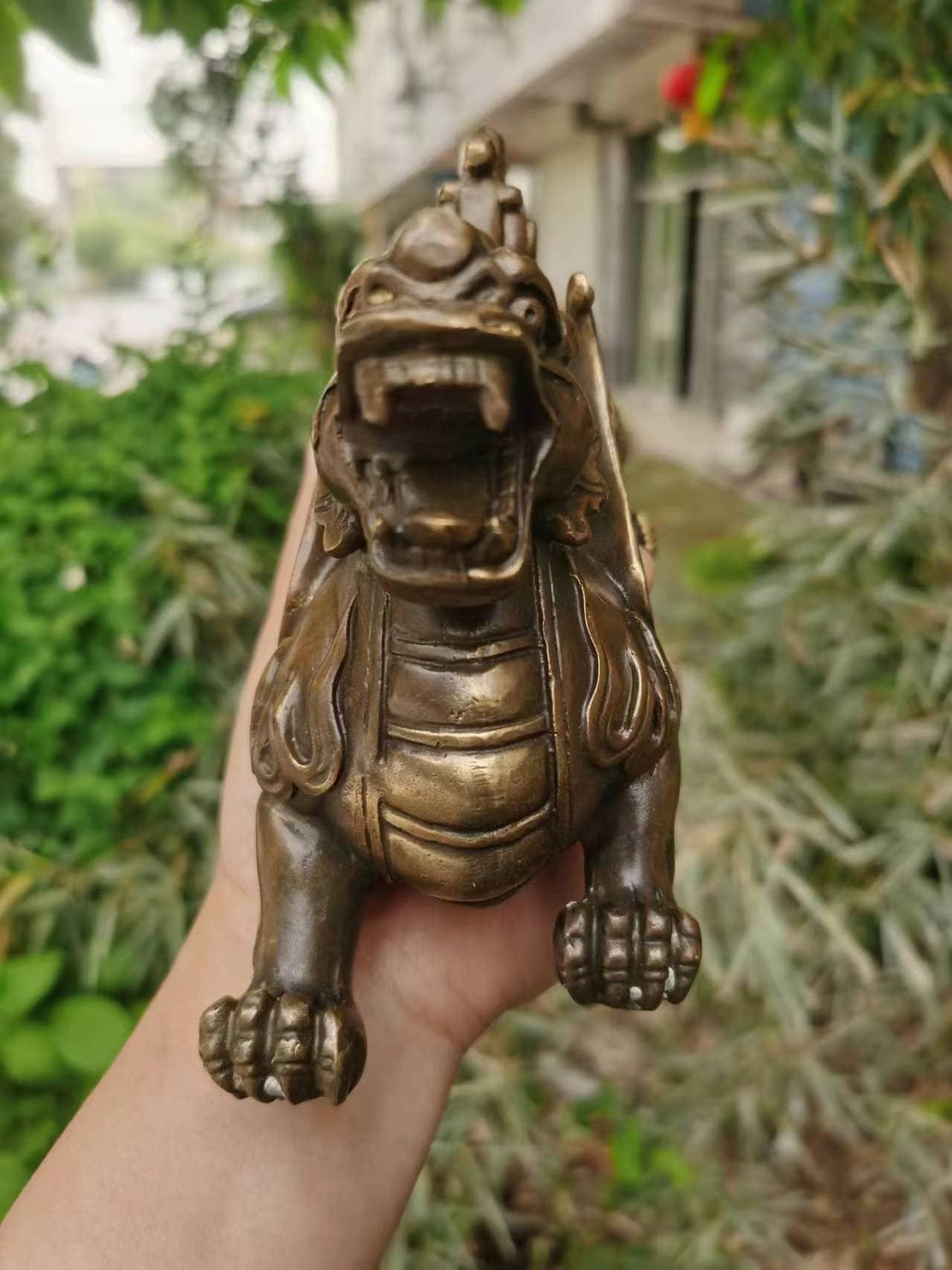 Pair Copper Feng Shui Pixiu Dragon Statue,foo-dogs Lion Temple Guardian ...