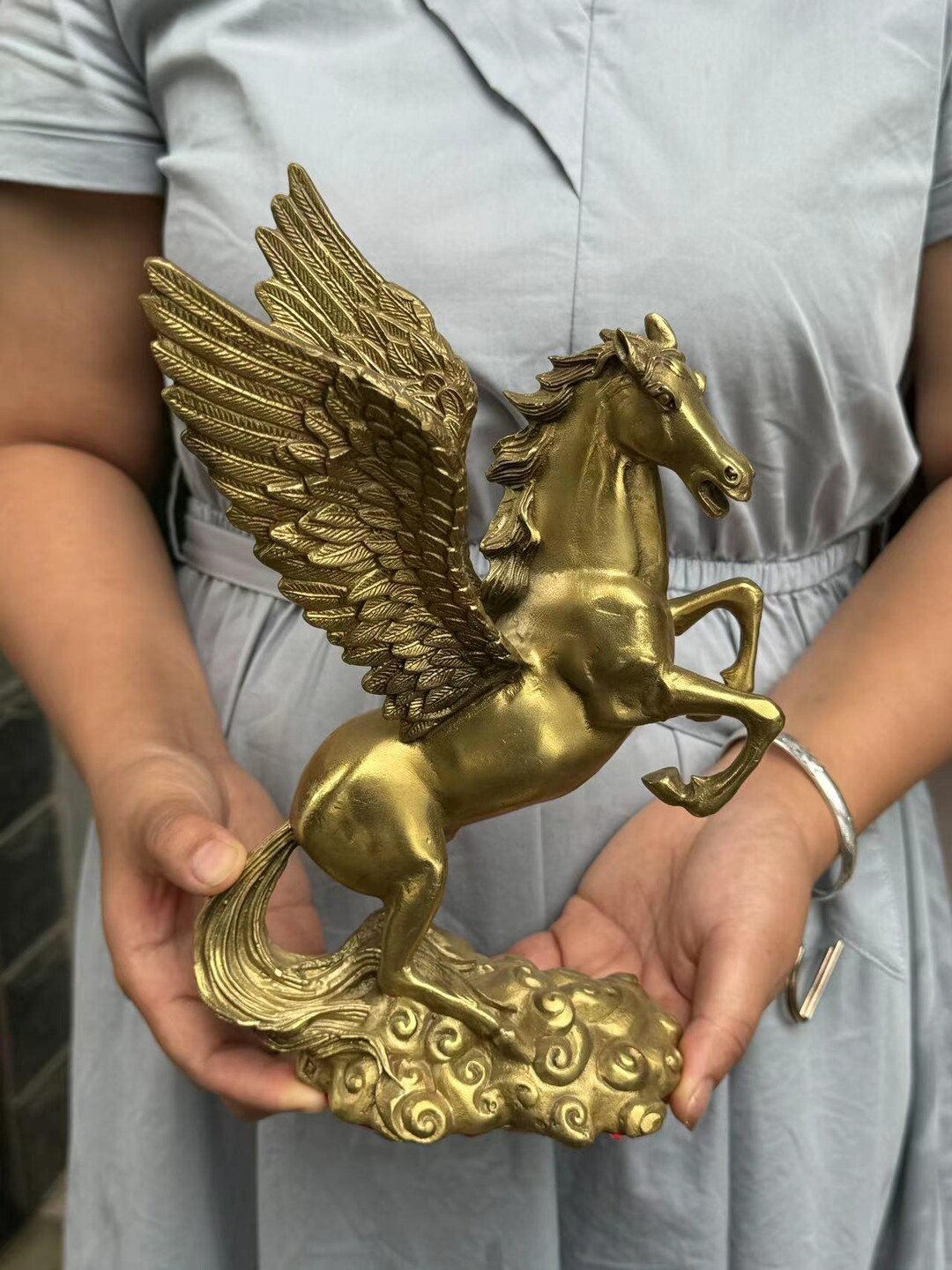 Copper Flying Horse Statue Fengshui Office Home Decor Ornaments Animals ...