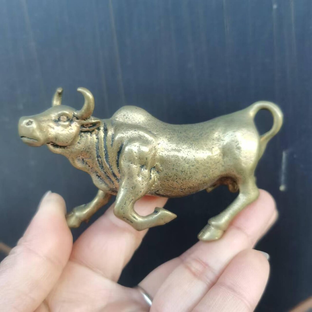 Retro Copper Cattle Statue Wall Street Bull Sculpture,cow Ox Statue ...