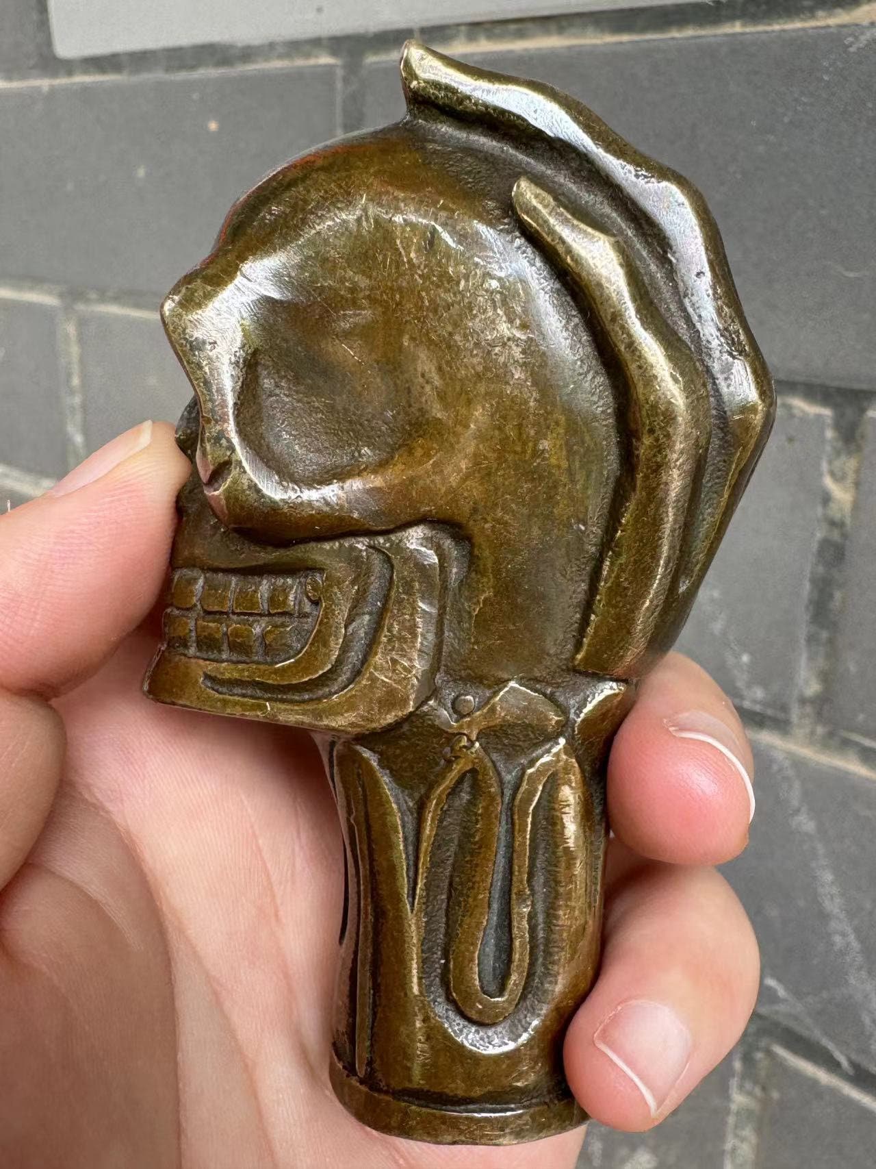 Vintage Copper Cane Walking Stick,fengshui Brass Hand Carved Crutch ...