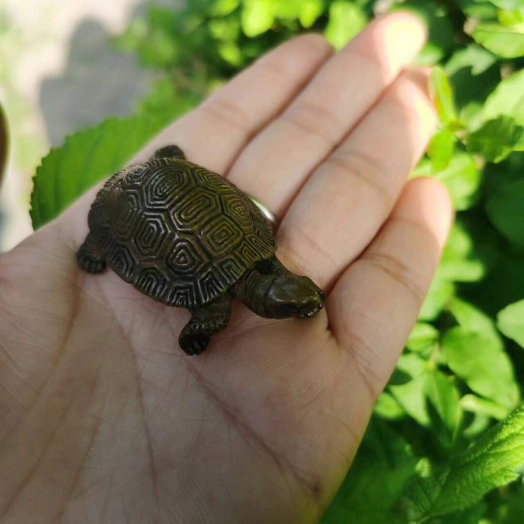 Copper Turtle Statue Tank Decor Tea Pet Collectible Feng Shui Ornament ...