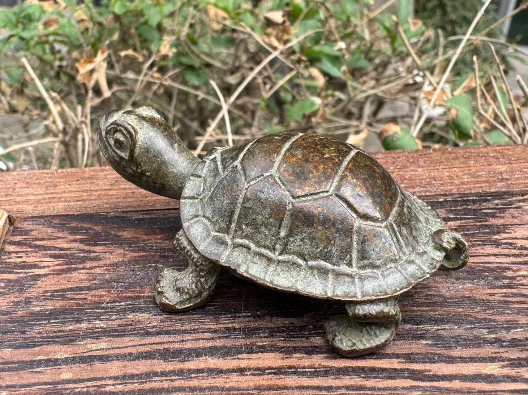 Copper Turtle Statue Tank Decor Tea Pet Collectible Feng Shui Ornaments ...