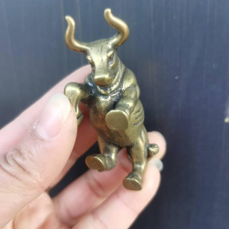 Copper Wall Street Bull Statue Sculpture ,copper Mini Ox Statuette ...