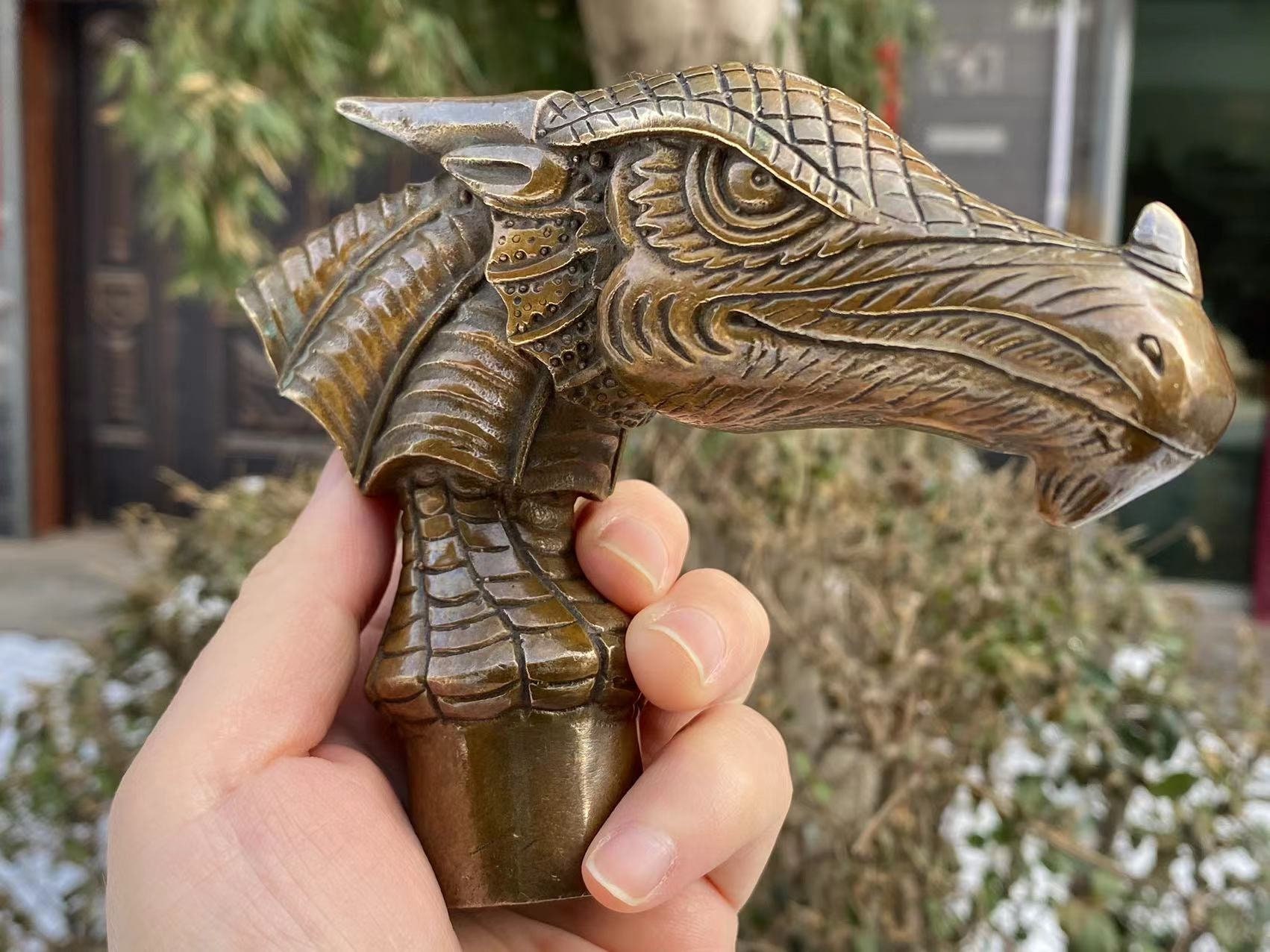 Vintage Copper Dragon Head Cane Walking Stick,fengshui Brass Hand ...