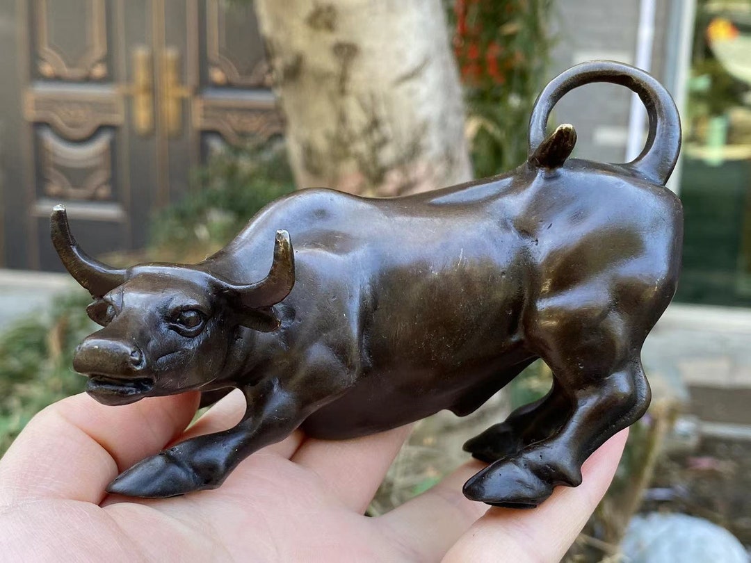 Copper Cattle Statue Wall Street Bull Sculpture,cow Ox Statue Figurine ...